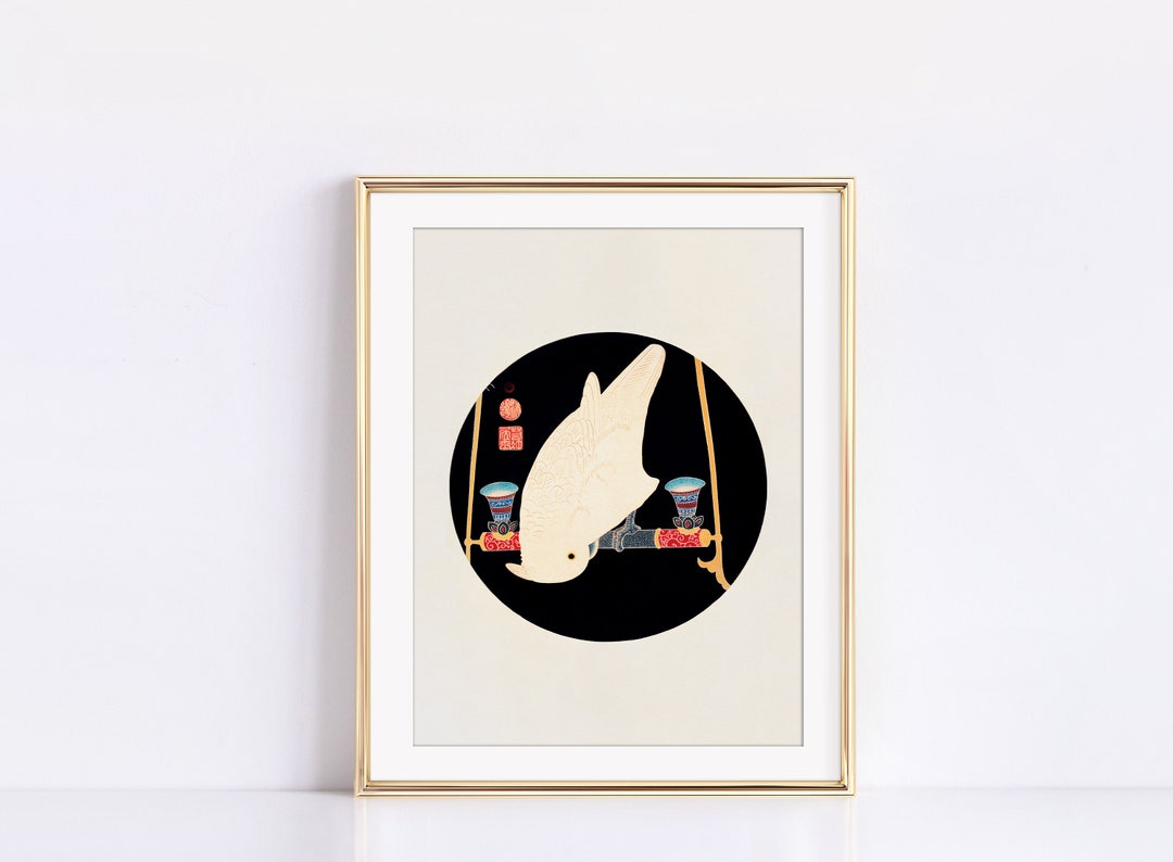 A White Macaw C. 1900 | Ito Jakuchu Wall Art | Vintage Japanese Wall ...