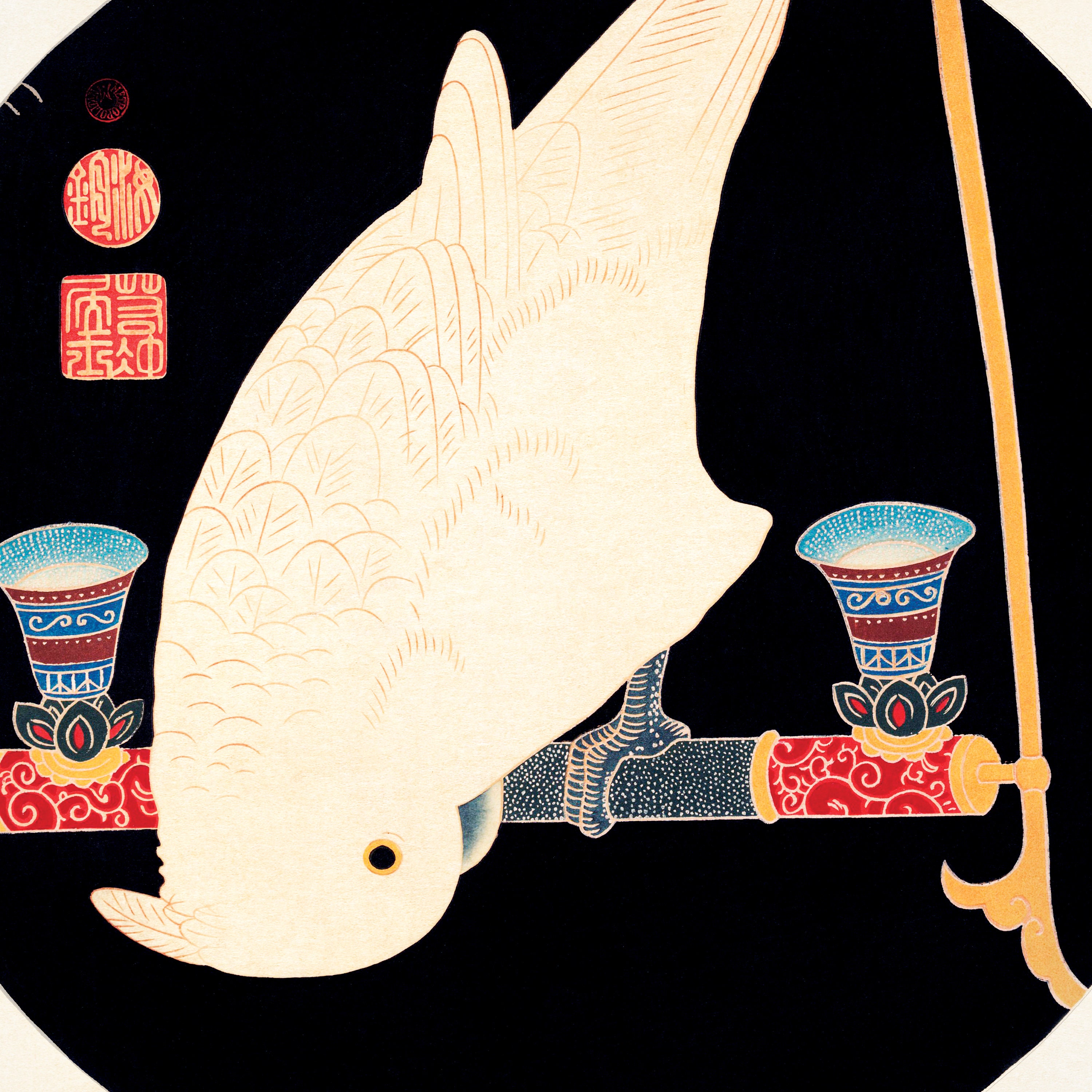 A White Macaw C. 1900 Ito Jakuchu Wall Art Vintage Japanese Wall Art ...