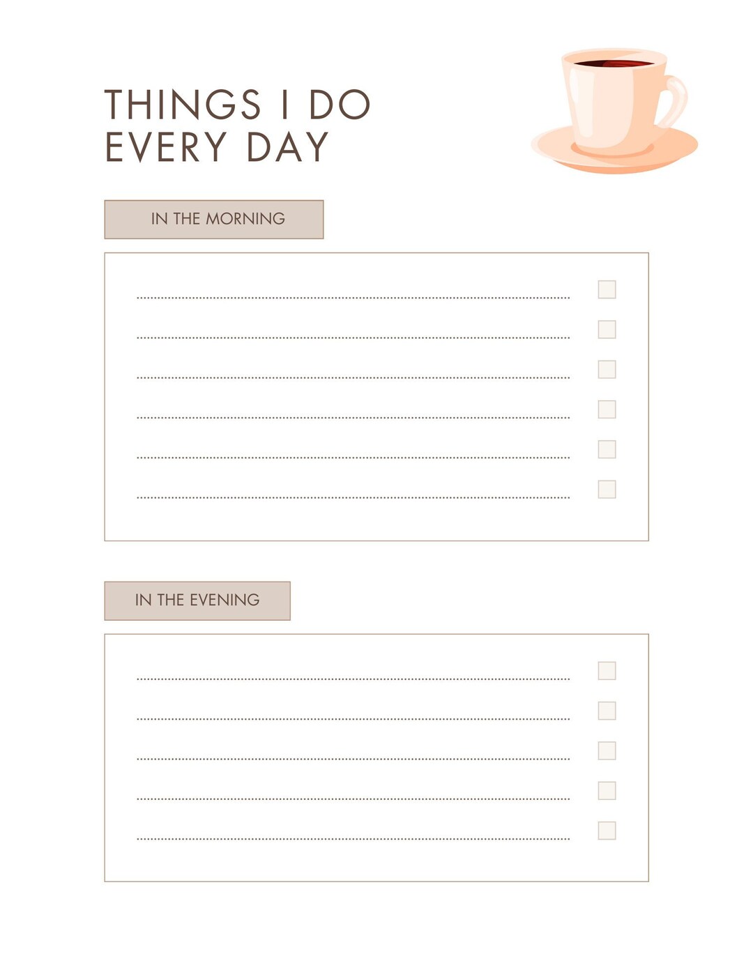 Everyday I... Daily Routine Printable - Etsy