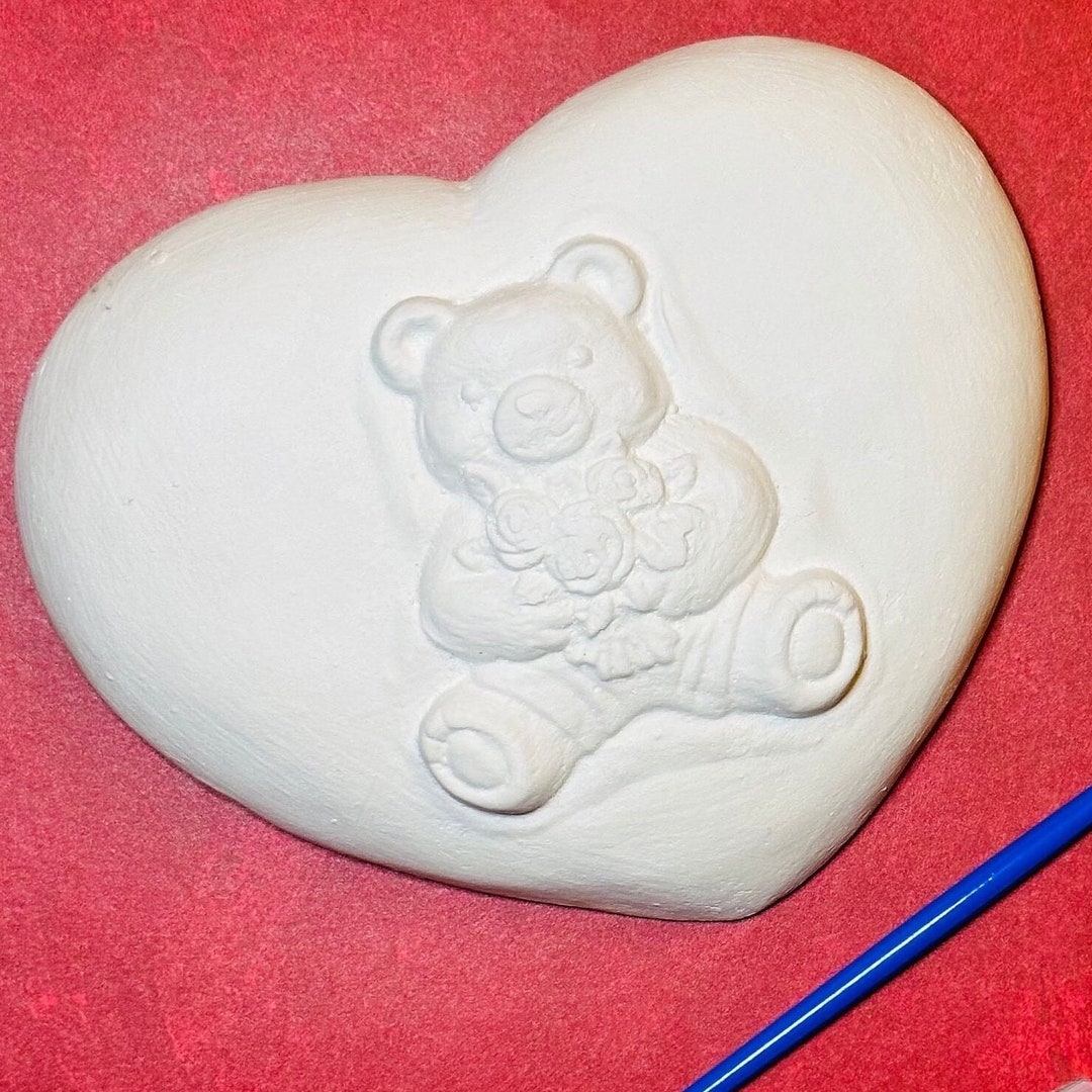 Heart With Bear Plaster Craft Kit, Valentine’s Day, Kids Fun, Painting ...