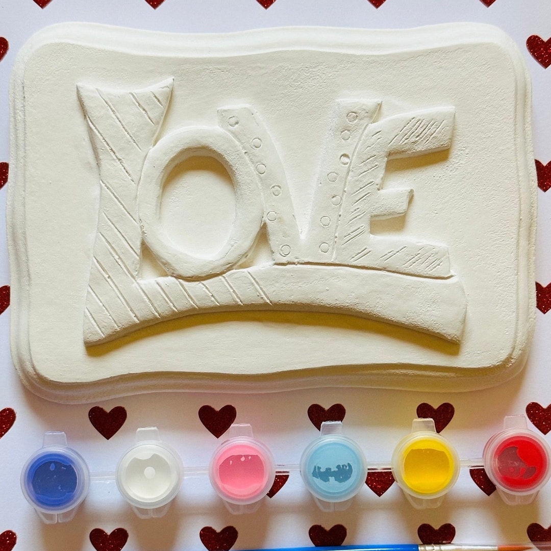 Love Plaster Craft Plaque, Hanging Plaque, Kids Painting Craft, Fun ...