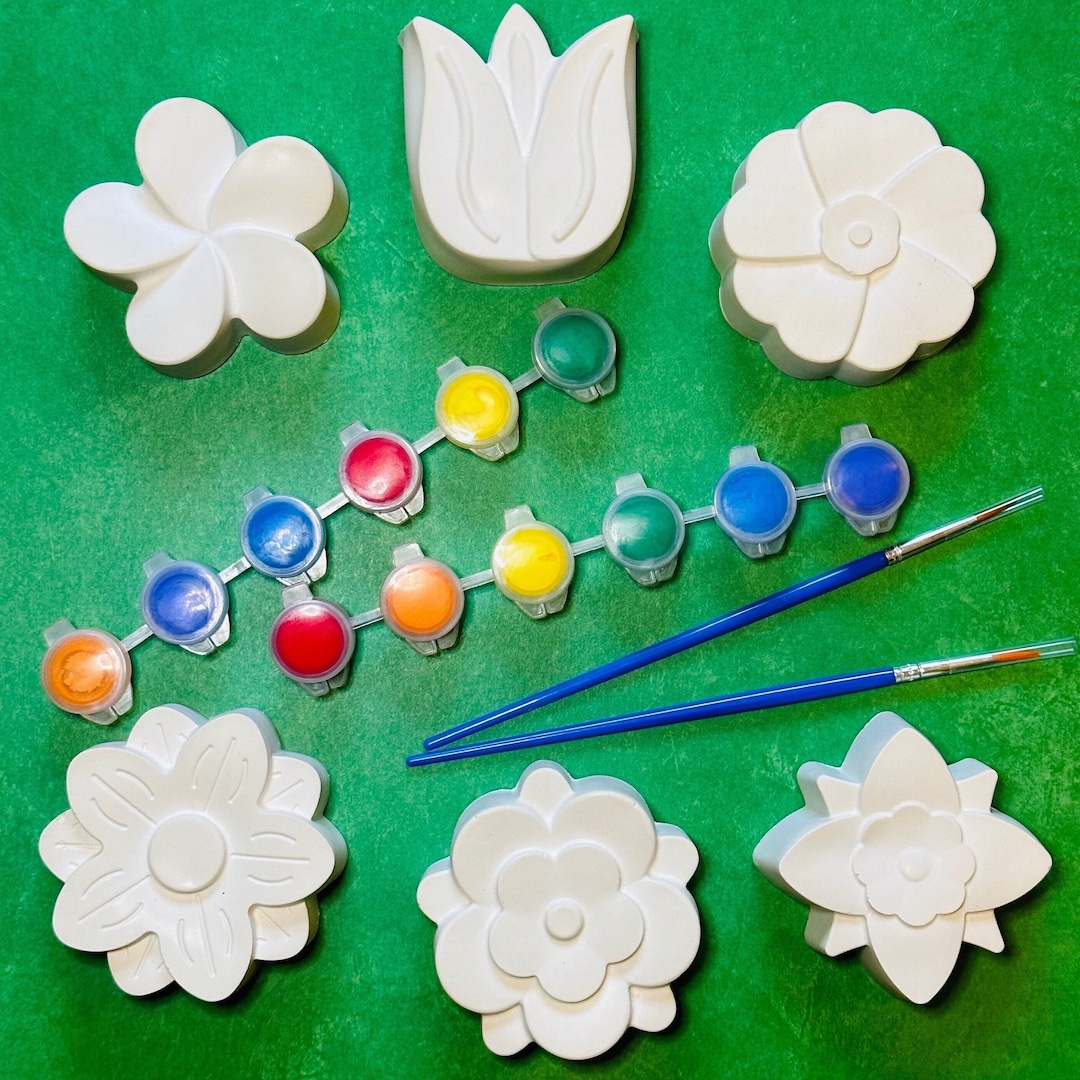 Spring/flower/plaster Craft Kit Set of 6/crafts/ Includes Paint Pods ...