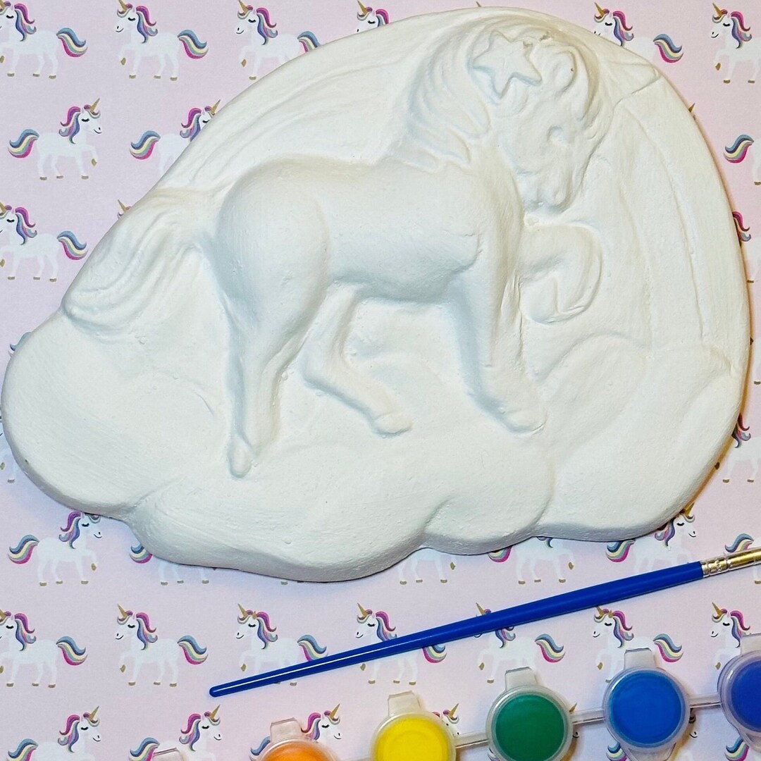 Unicorn Plaster Craft Kit, Includes Paint Pod and Paintbrush, Ready to ...
