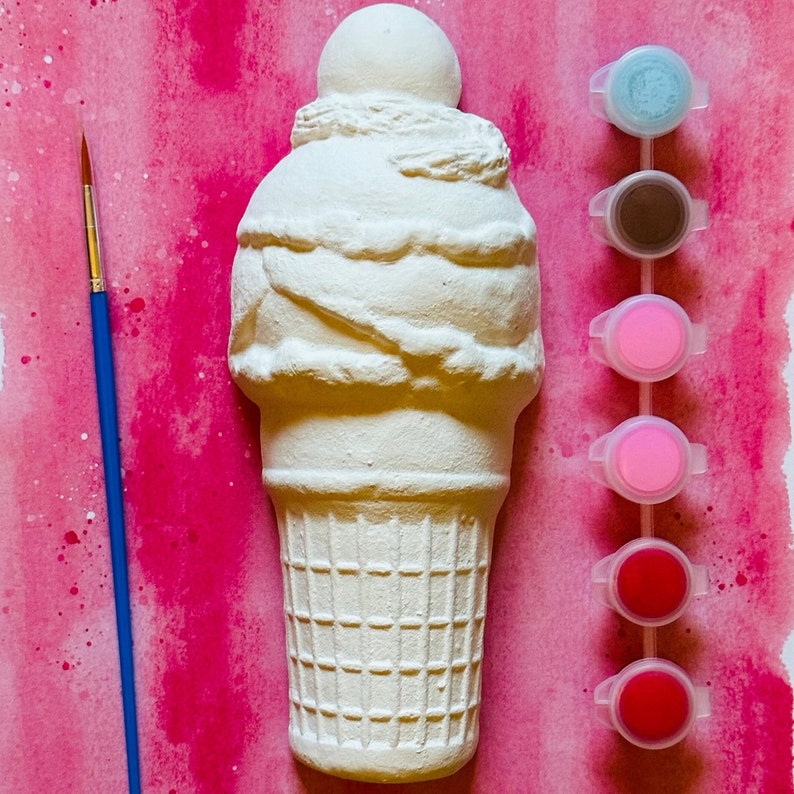 Ice Cream Cone Plaster Craft Kit, Includes Paint Pod and Paintbrush ...
