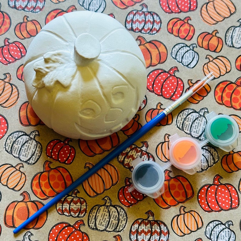 3D Halloween Pumpkin Plaster Craft, Includes Paint Pod and Paintbrush ...