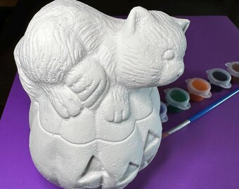 3D Halloween Pumpkin Plaster Craft, Includes Paint Pod and Paintbrush ...