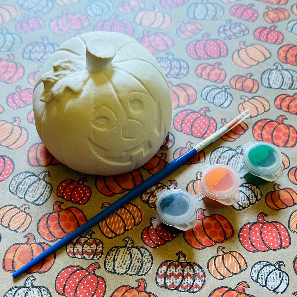 3D Halloween Pumpkin Plaster Craft, Includes Paint Pod and Paintbrush ...