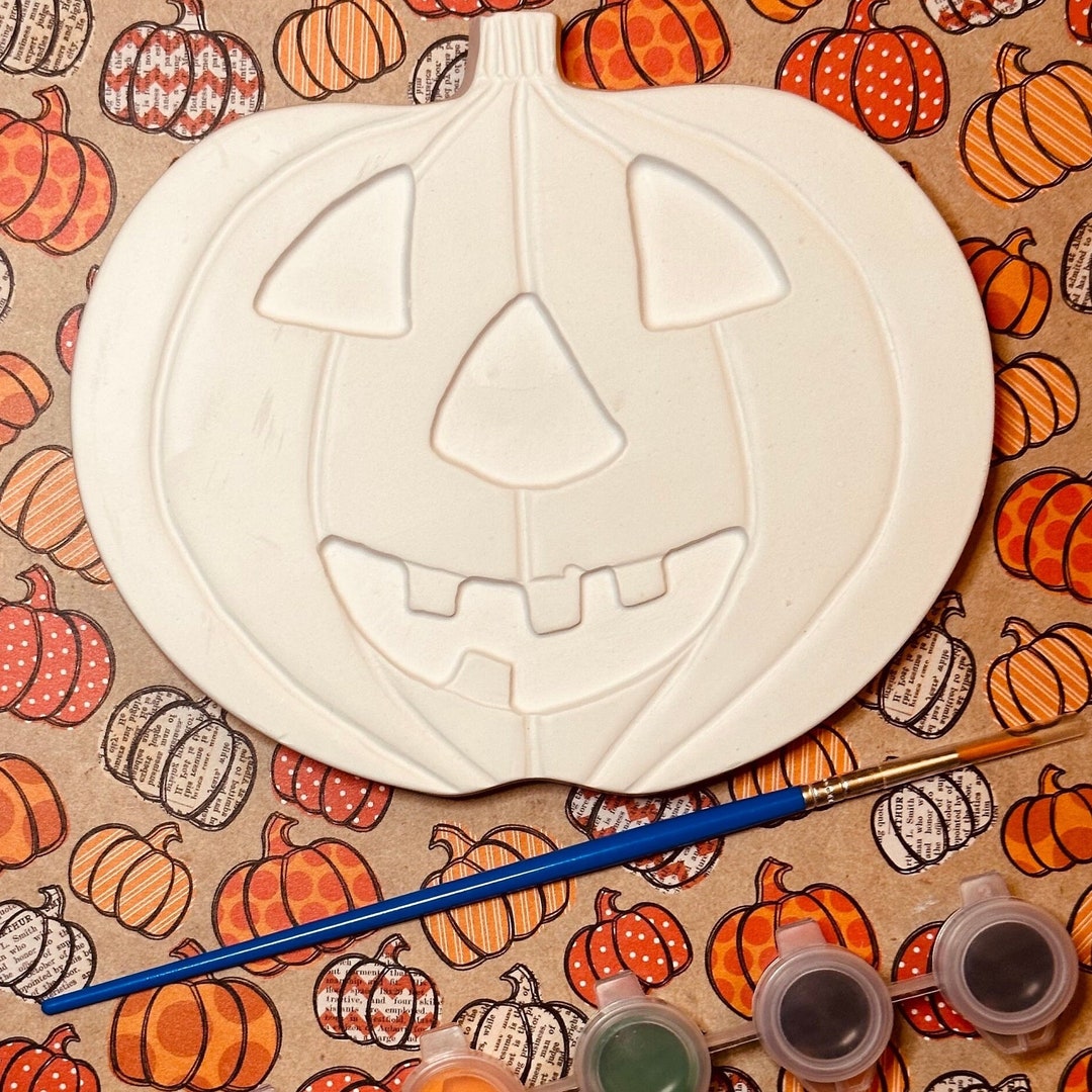 Halloween Pumpkin Ready to Paint Plaster Craft, Includes Paint Pod and ...