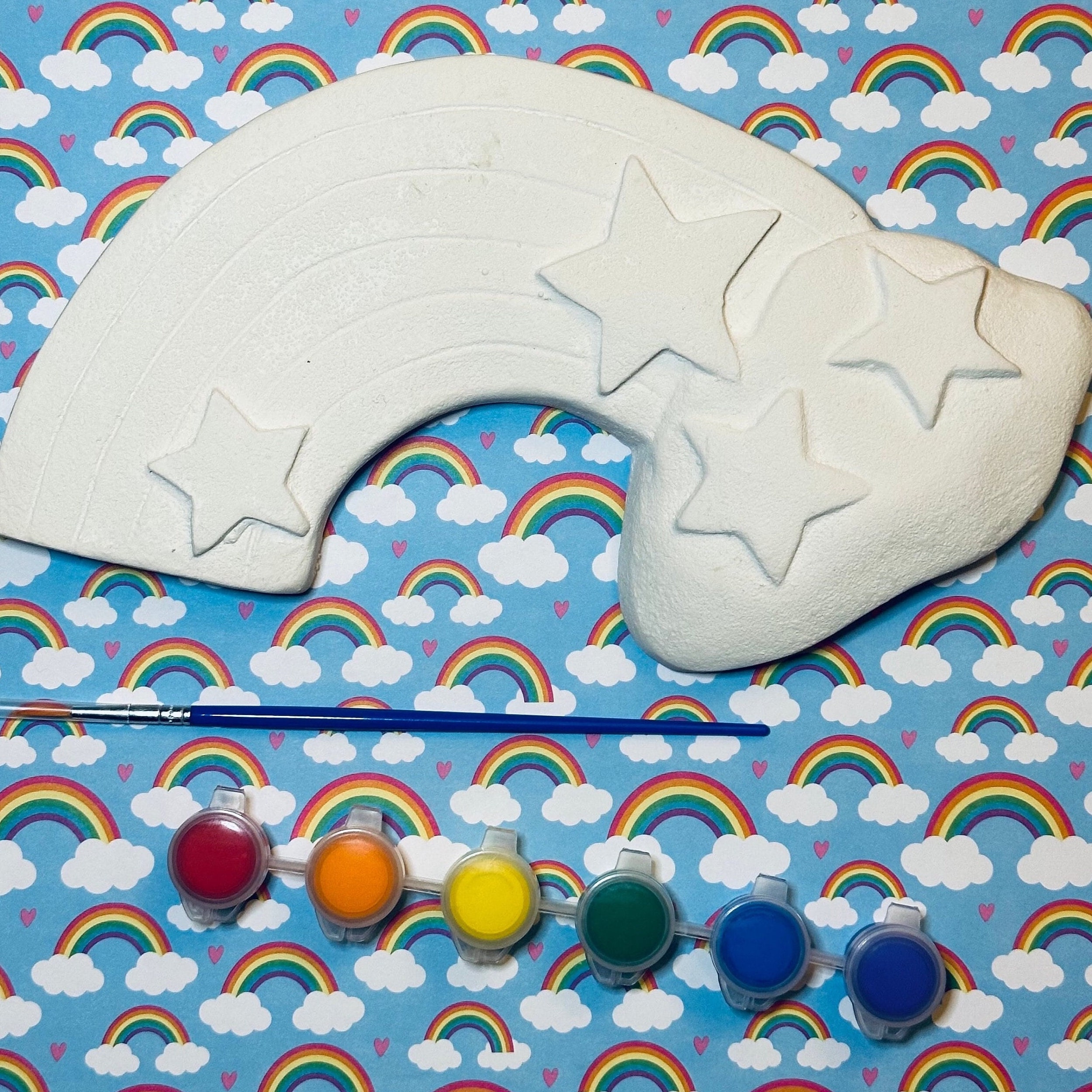 Rainbow Plaster Craft Kit, Includes Paint Pot and Paintbrush, Stars ...