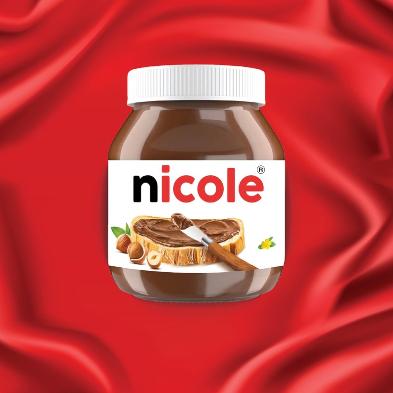 Personalized Nutella Jar Nutella Label Digital File - Etsy