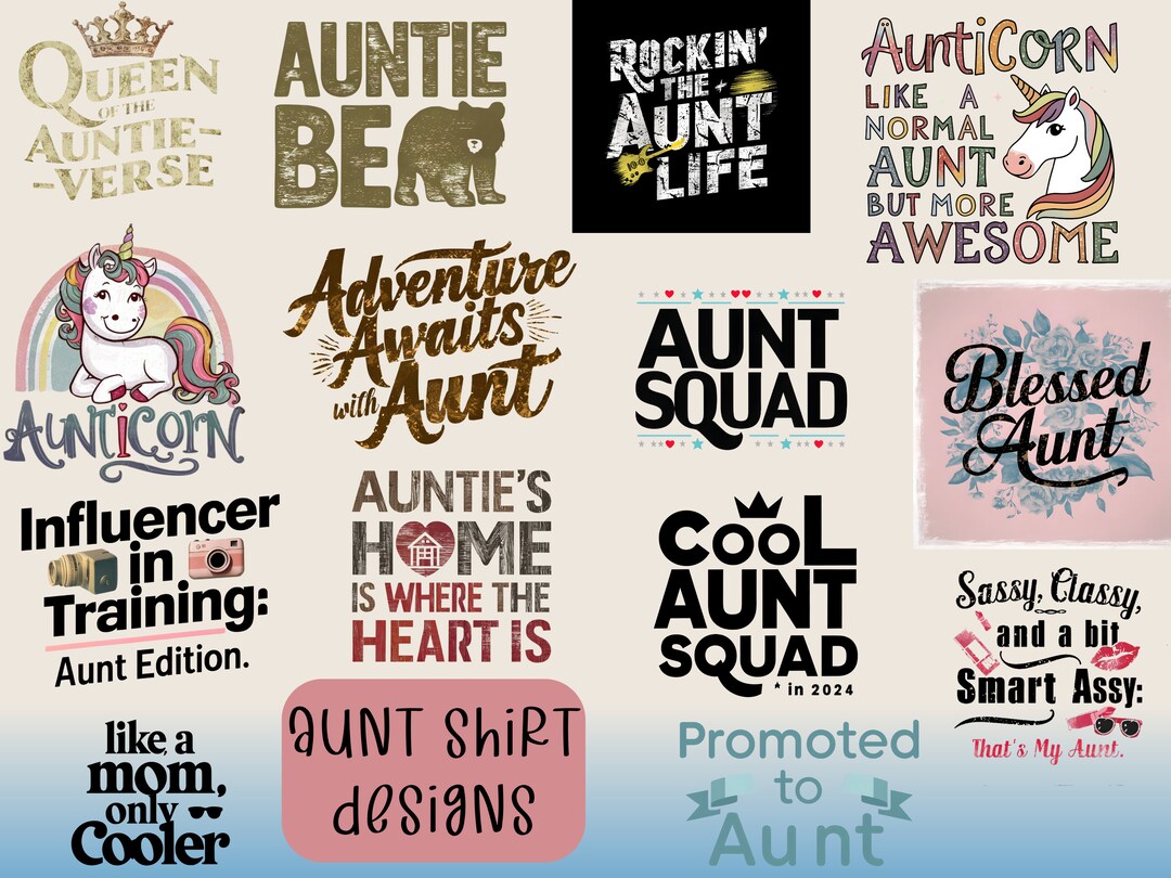 Aunt Designs Svg, Png for POD, Cricut, Shirts, Mugs for Commercial Use ...