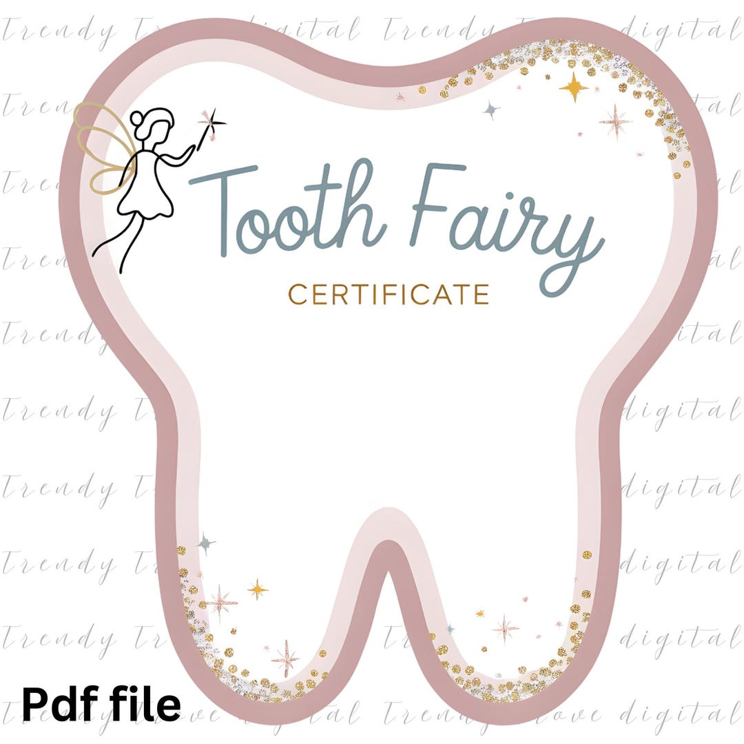 Printable Tooth Fairy Certificate: Lost Tooth Award Keepsake (PDF) - Etsy