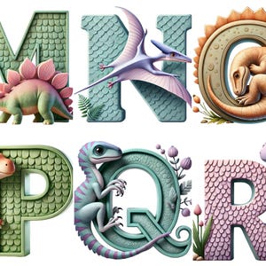 Dinosaur Alphabet Doodles: Clipart Set With PNG Letters, Decorative ...