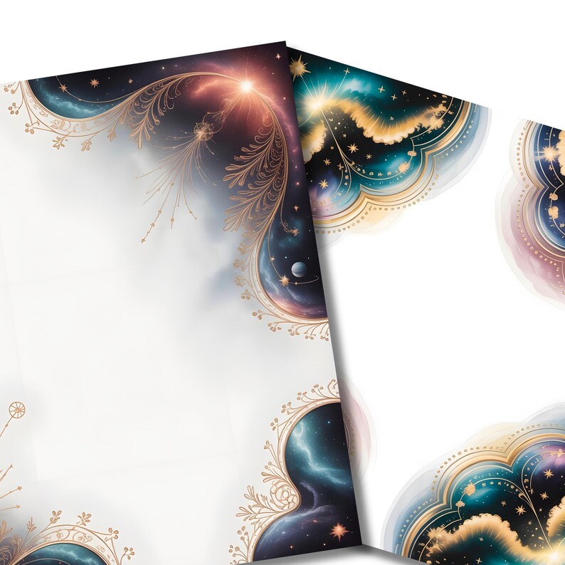 Celestial Digital Paper Pack: Starry Sky Borders, Scrapbook Backgrounds ...