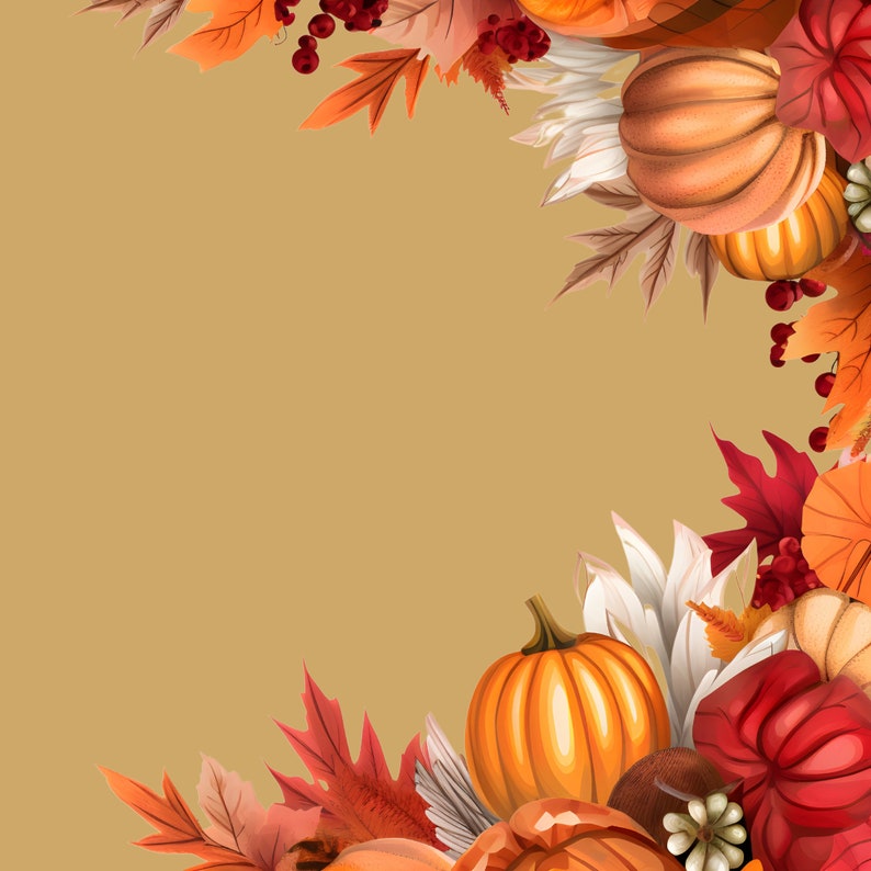 Thanksgiving Borders Clipart , 8 PNG Files, Transparent, - Etsy
