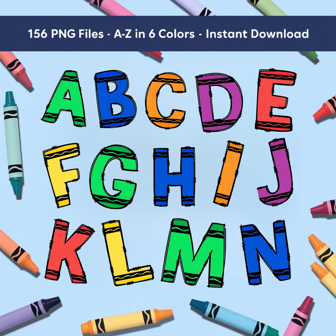 Crayon Alphabet PNG, Kids Alphabet Clipart, Rainbow Letters, ABC Clip ...