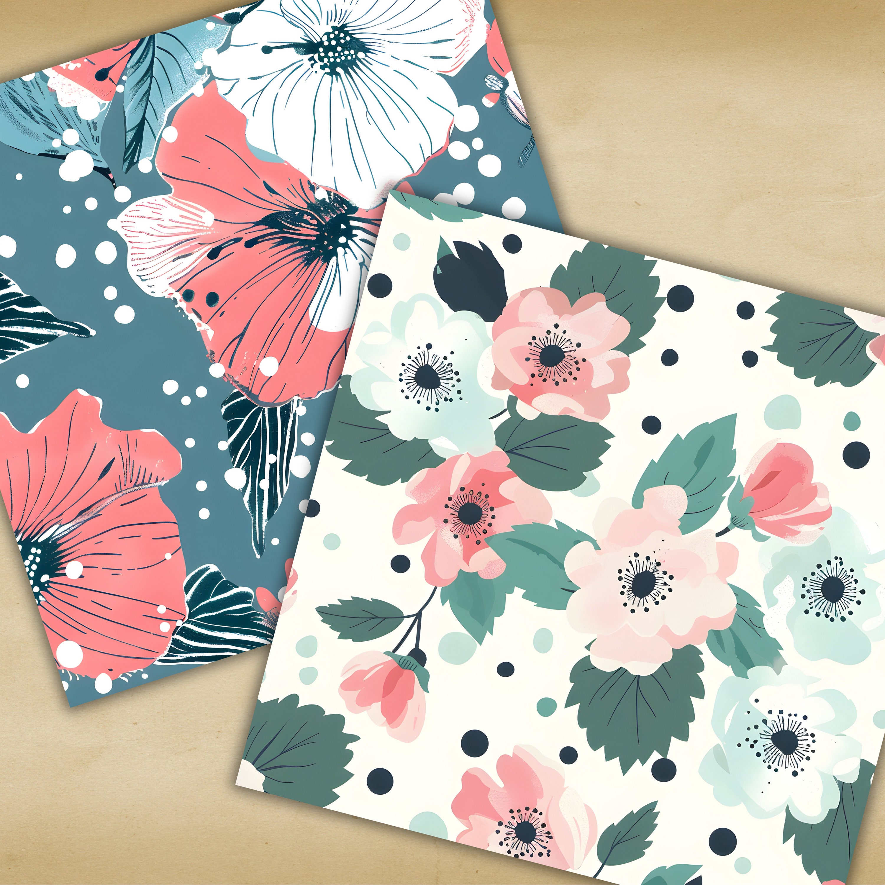 Vintage Flowers Digital Paper, Shabby Chic Digital Paper Pack, Pink ...