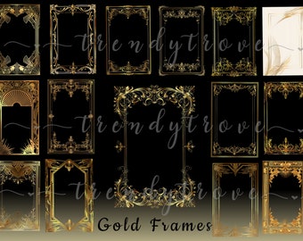 Gold Art Deco Frames Clipart Vintage Retro Frame PNG and Vector Clip ...