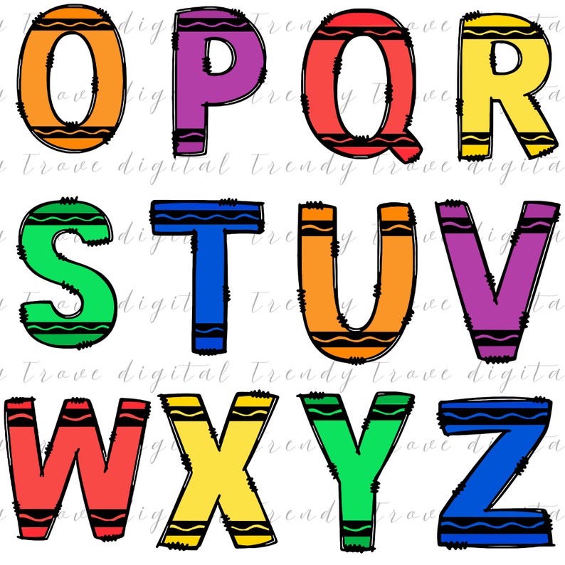 Crayon Alphabet PNG: Rainbow Letters Clipart for Teachers (instant ...