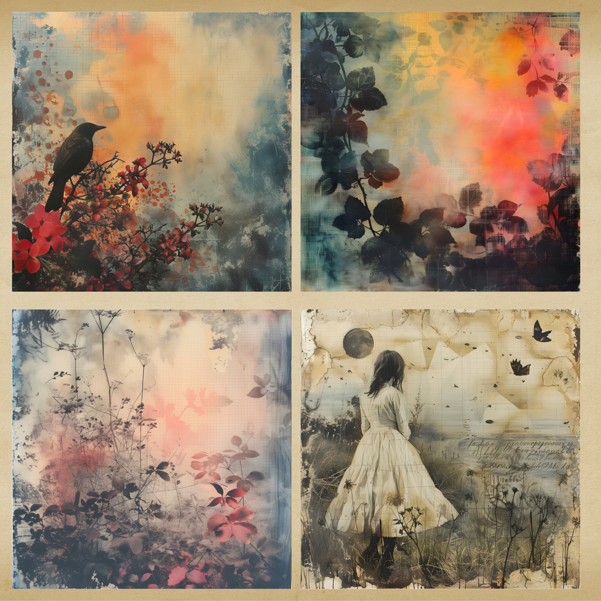 Folklore-inspired Realistic & Impressionistic Digital Paper Pack ...