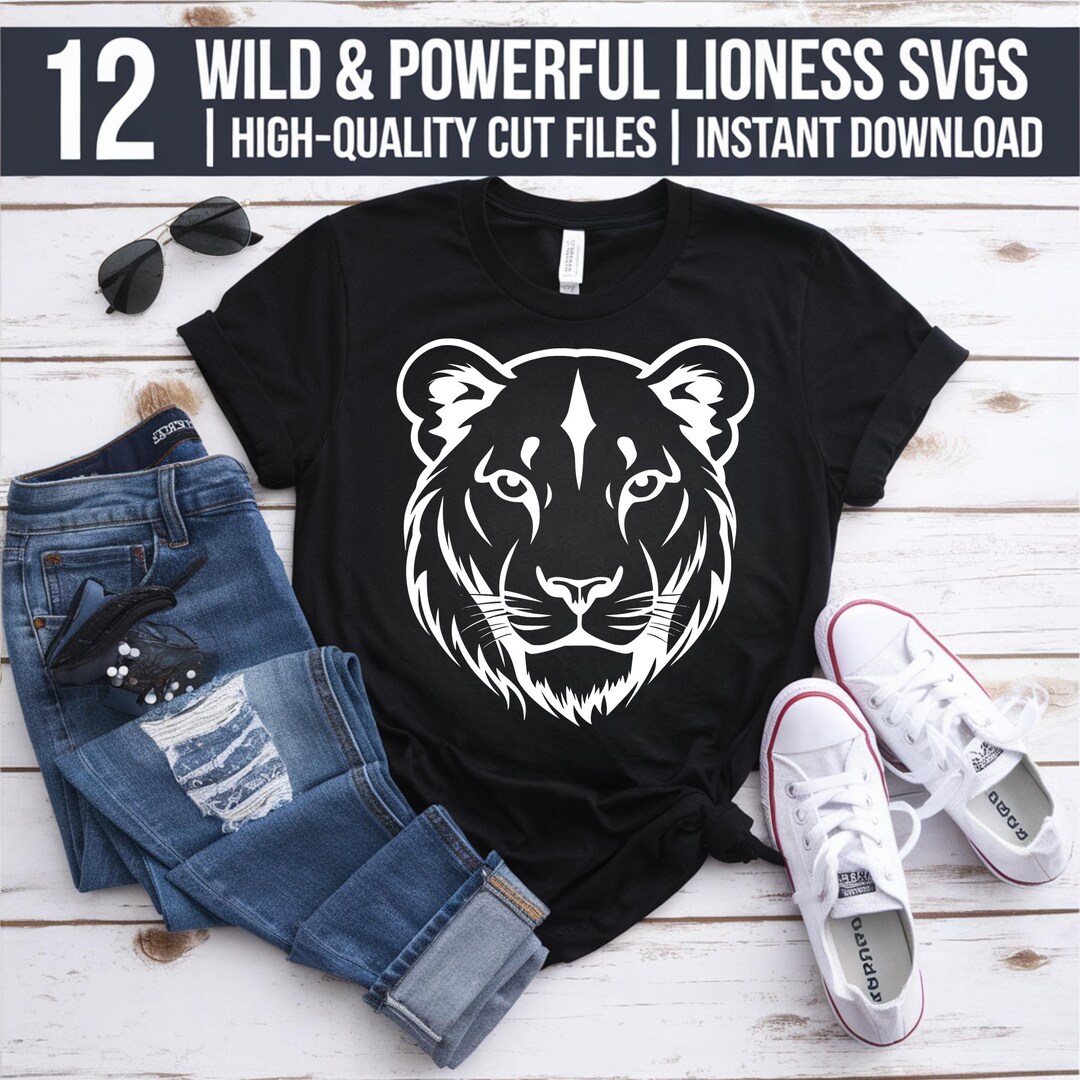 Lioness SVG Bundle: Wild Animal Clipart, Tattoo Stencil (digital ...