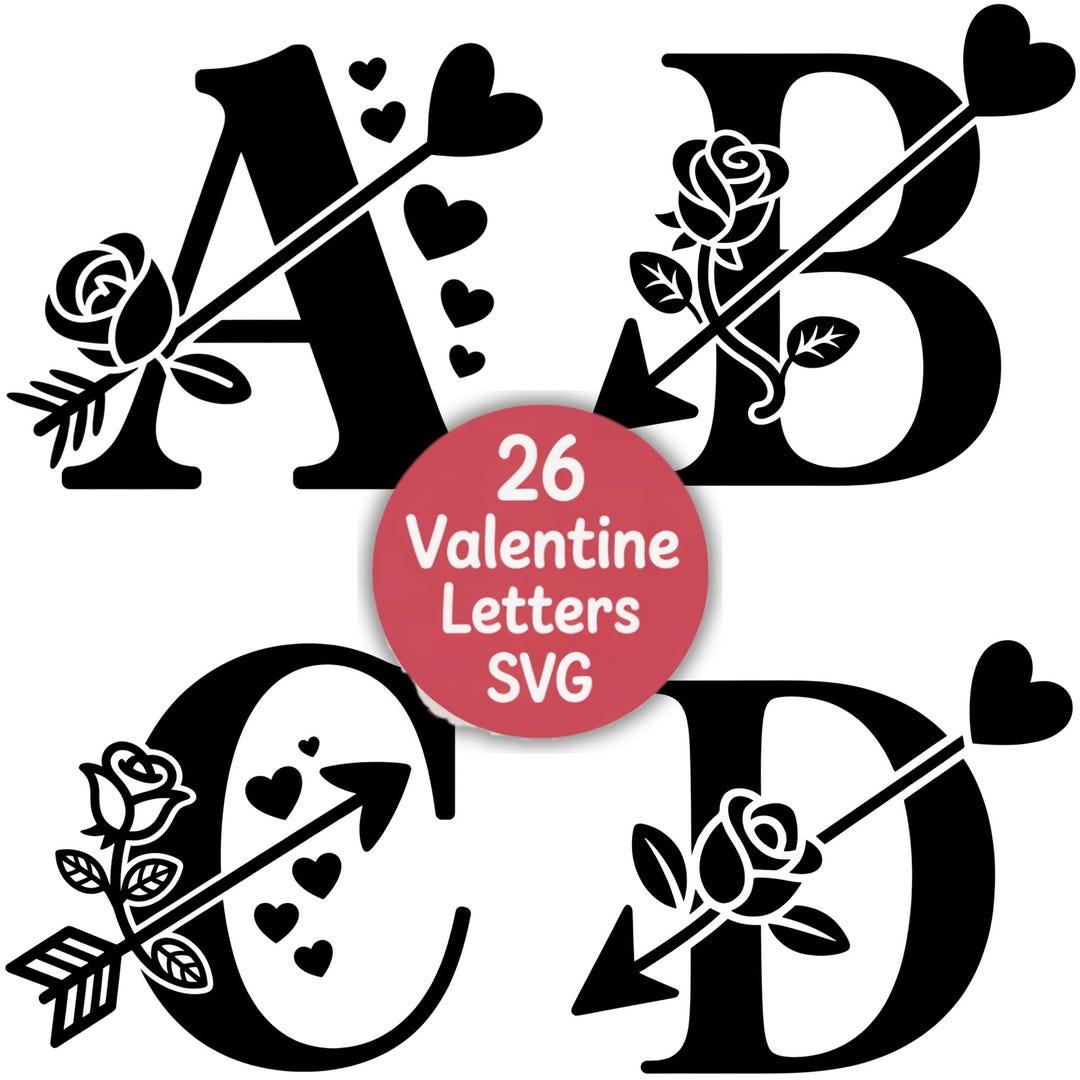 Valentine Alphabet SVG – Love Letter Cut Files (ZIP Download) - Etsy