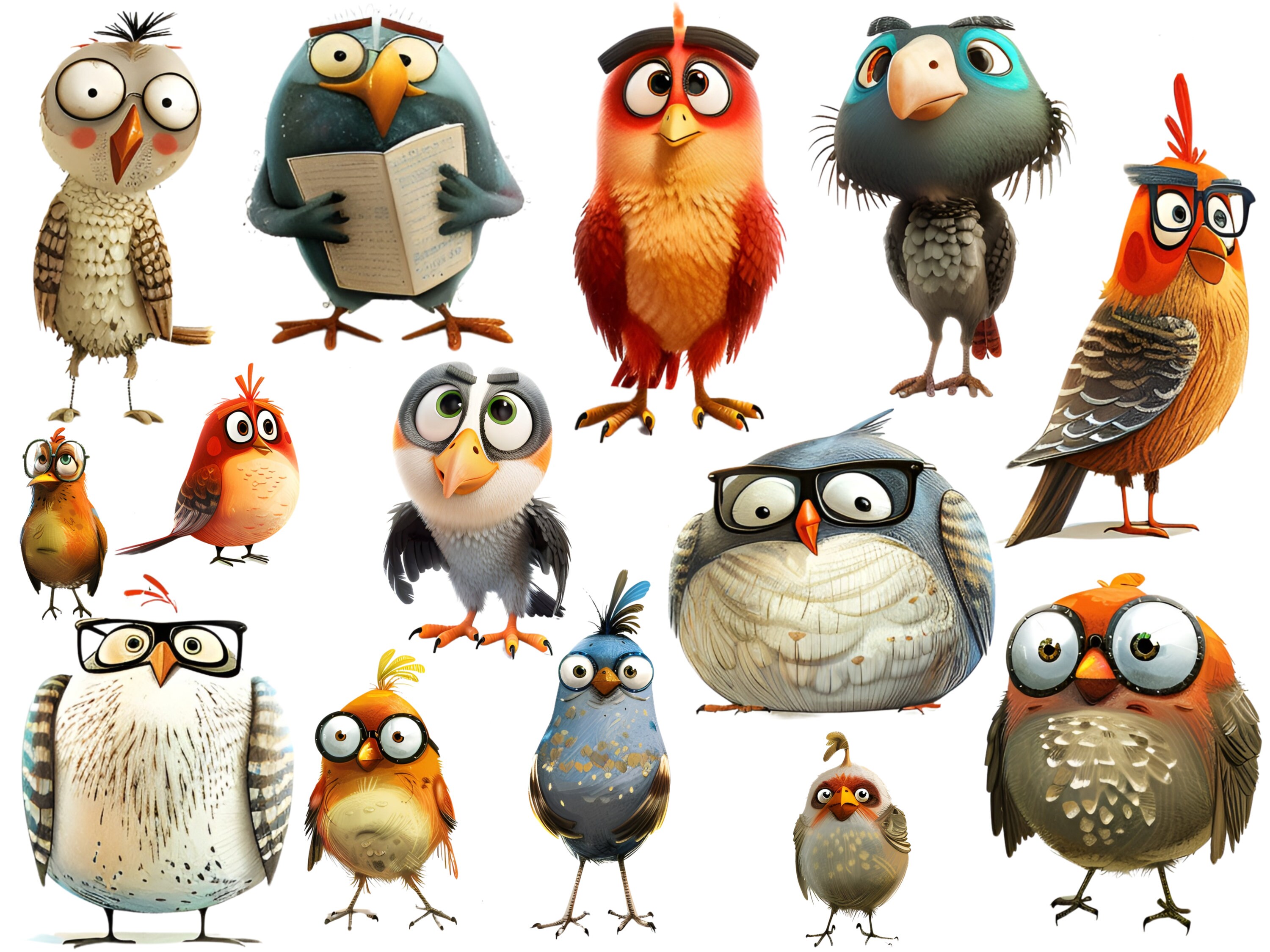 Funny Quirky Birds Clipart, Birds on Wire, Transparent Background, Png ...