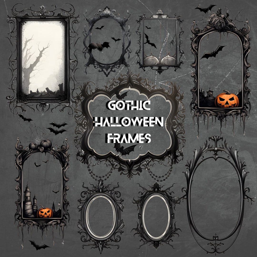 17 Gothic Frames Halloween Clipart, PNG Files, Transparent, Spooky ...