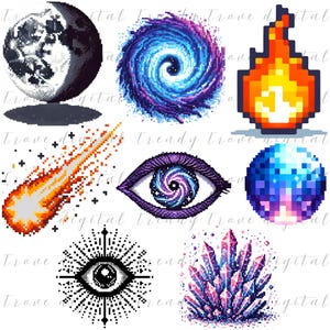 Celestial Pixel Art Pngs, Retro 8-bit Star Clipart, Space Aesthetic ...