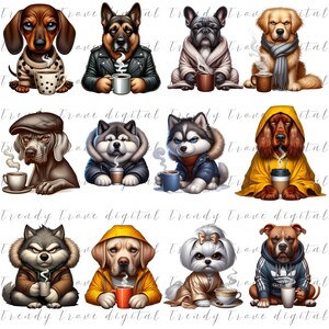 Grumpy Dogs With Coffee PNG, 34 Cute Moody Dog Clipart, Funny Coffee ...
