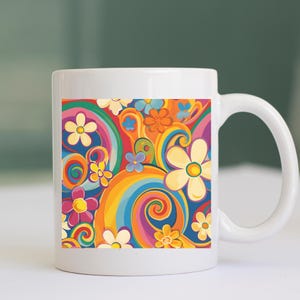 70s Retro Floral Digital Paper, Flower Seamless Pattern, Vintage ...