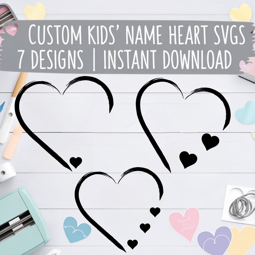 Custom Kids Name Heart SVG, Personalized Heart Cut File, Aunt Uncle ...
