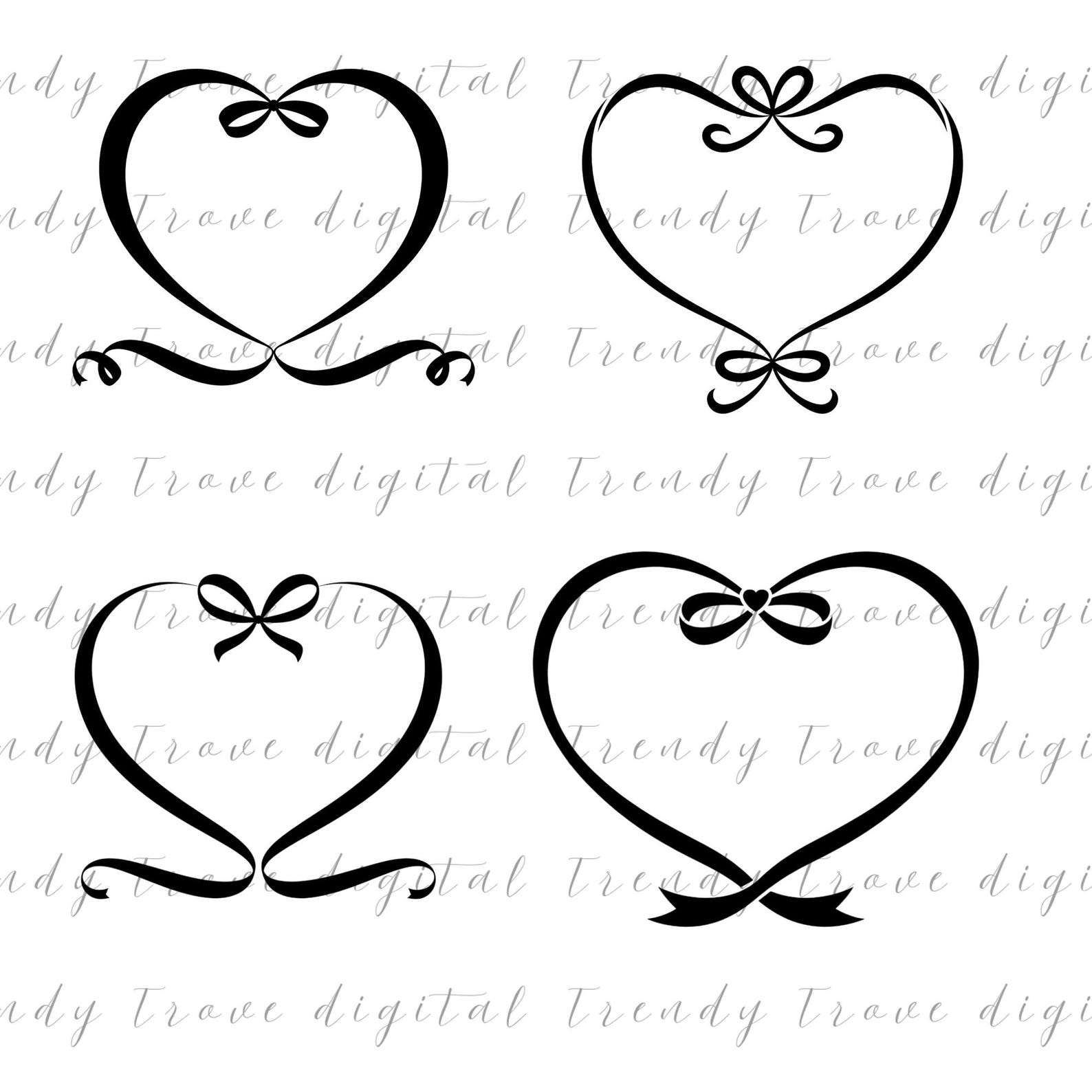 19 Heart Bow SVG Bundle Black Outline Clipart Cut Files - Etsy Canada