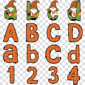 Thanksgiving Gnome Alphabet Letters, Fall Doodles & Fonts, PNG Digital ...