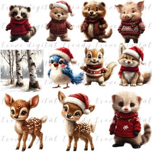 Winter Woodland Animals PNG Bundle: Christmas Clipart (digital Download ...