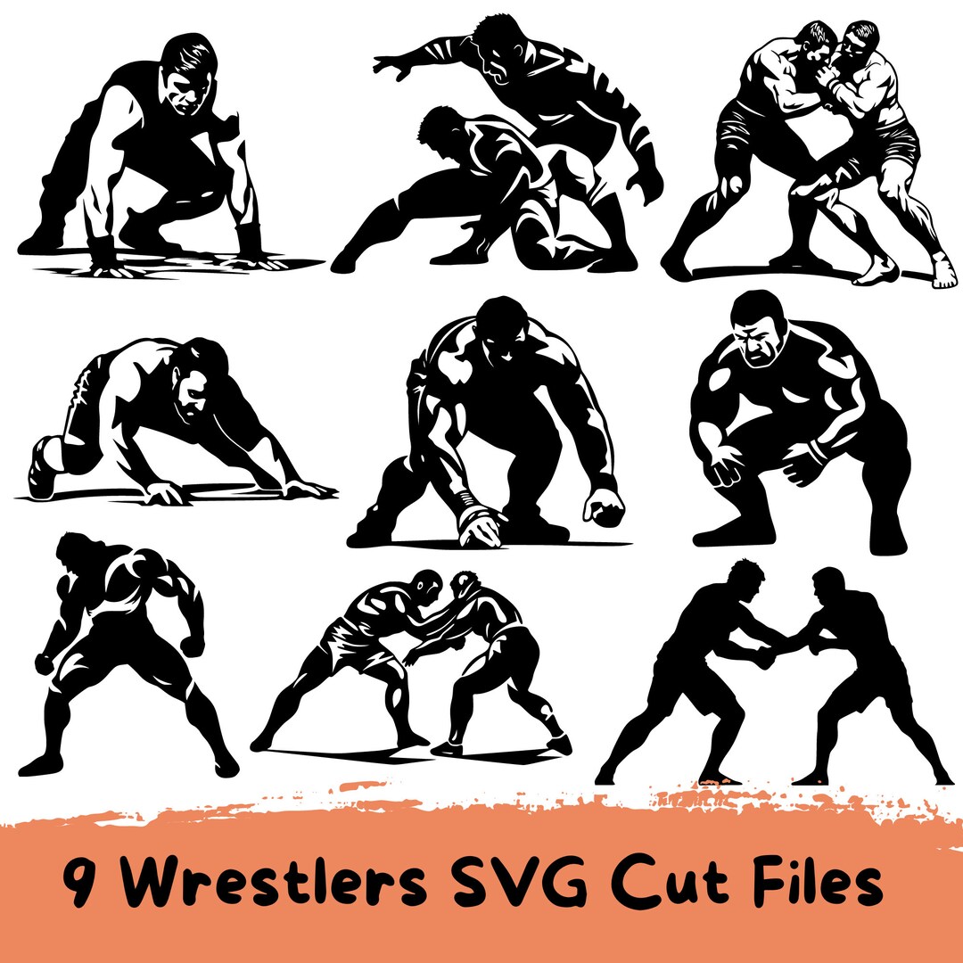 Wrestling Legends SVG Bundle, Set of 9 Dynamic Wrestler Cut Files for ...