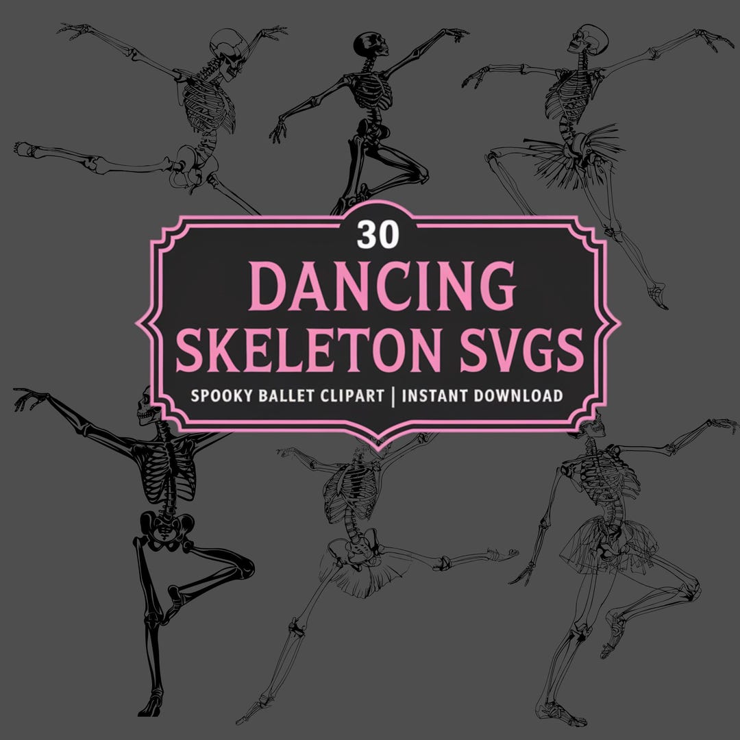 Dancing Skeleton SVG, Ballet Skeleton Clipart, Halloween Skeleton PNG ...