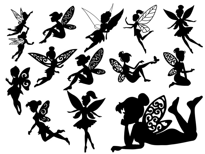 Paquete SVG de silueta de hadas, imágenes prediseñadas de hadas, cricut ...