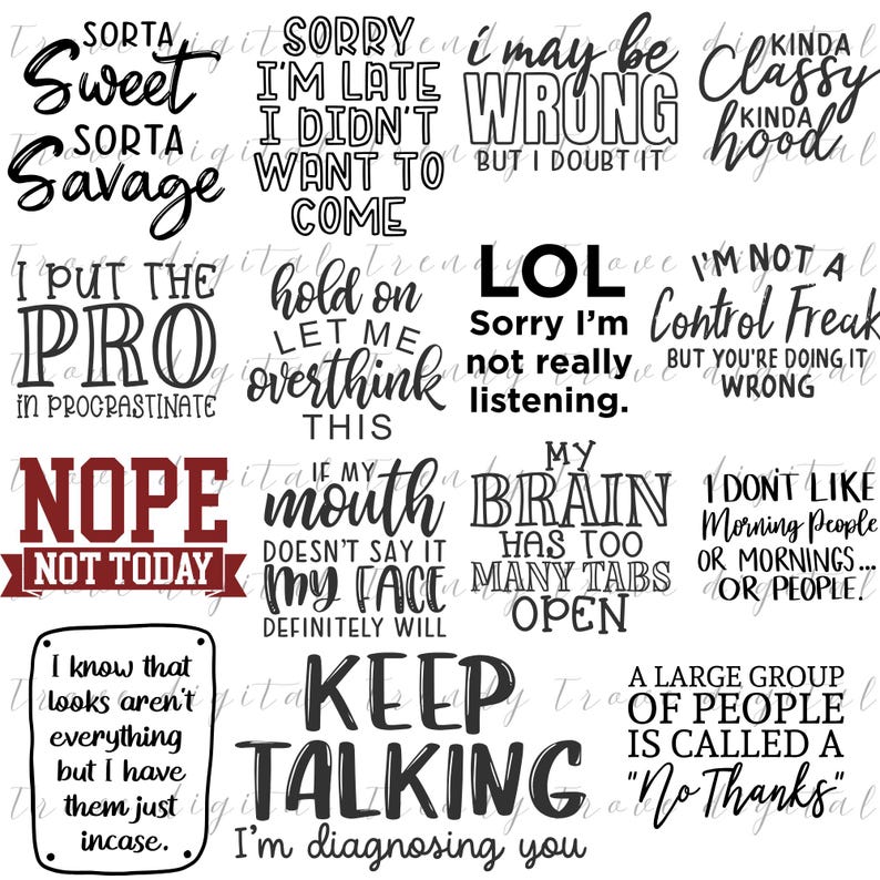 Sarcastic Quotes SVG Bundle: Funny Sayings Cut Files (54 Files) - Etsy