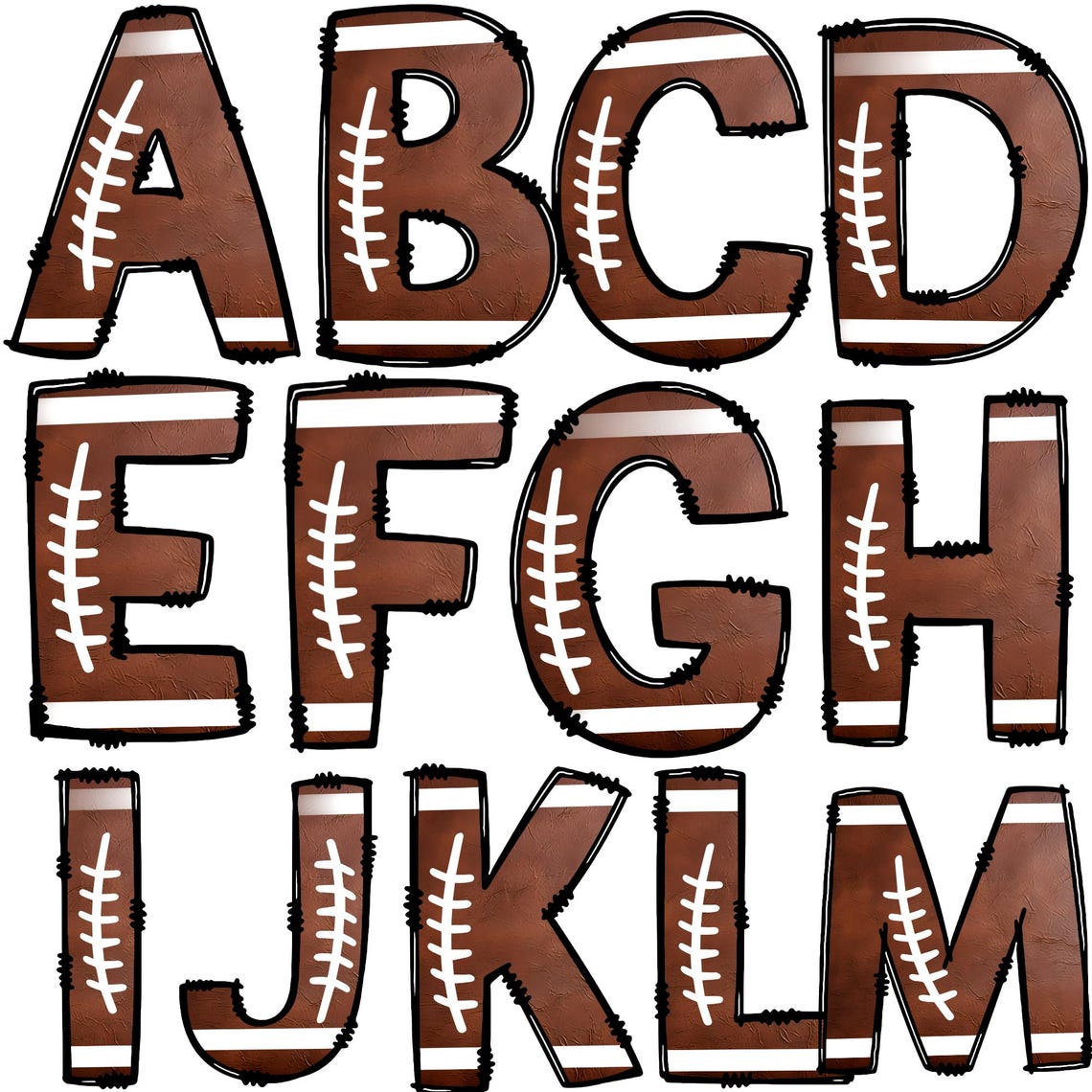 Football Alphabet PNG: Sports Letters & Numbers, Varsity Font (digital ...