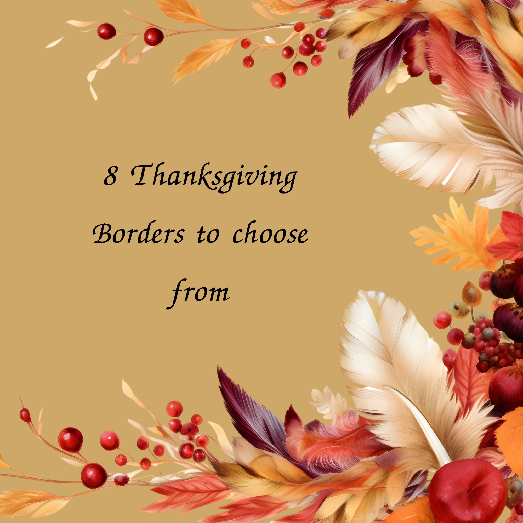 Thanksgiving Borders Clipart , 8 PNG Files, Transparent, - Etsy