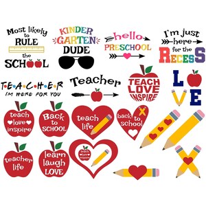 Teacher Clipart PNG, School SVG Bundle, Back to School Graphics ...
