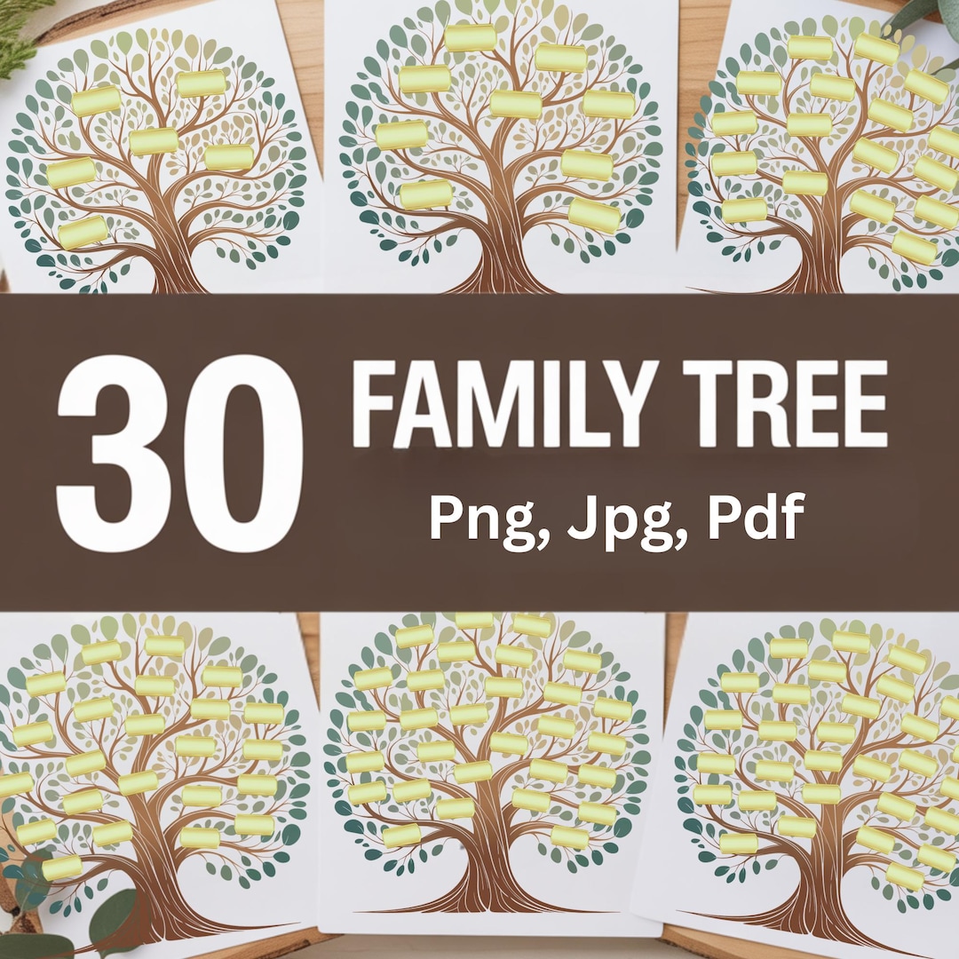 Customizable Family Tree Template, Genealogy Art (PNG, JPG, PDF) - Etsy