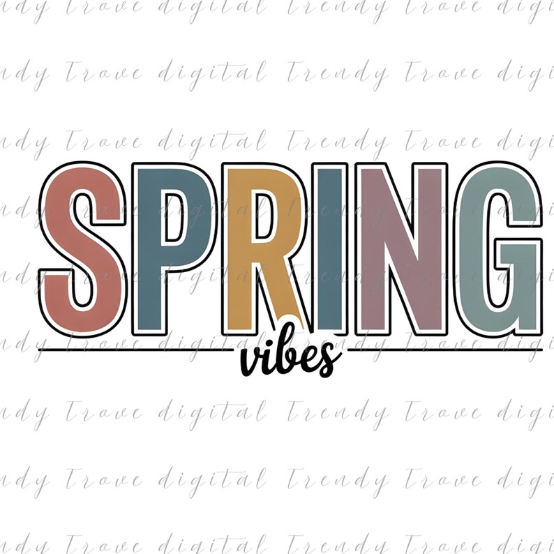 Spring Vibes PNG: Retro Pastel Typography Shirt Design - Etsy UK