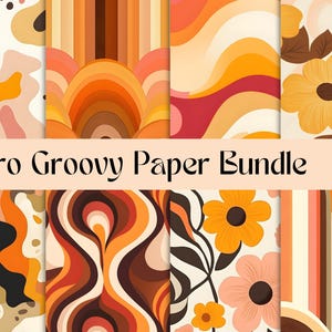 Retro Groovy Paper Patterns Digital Scrapbook Rainbow Birthday 70s ...