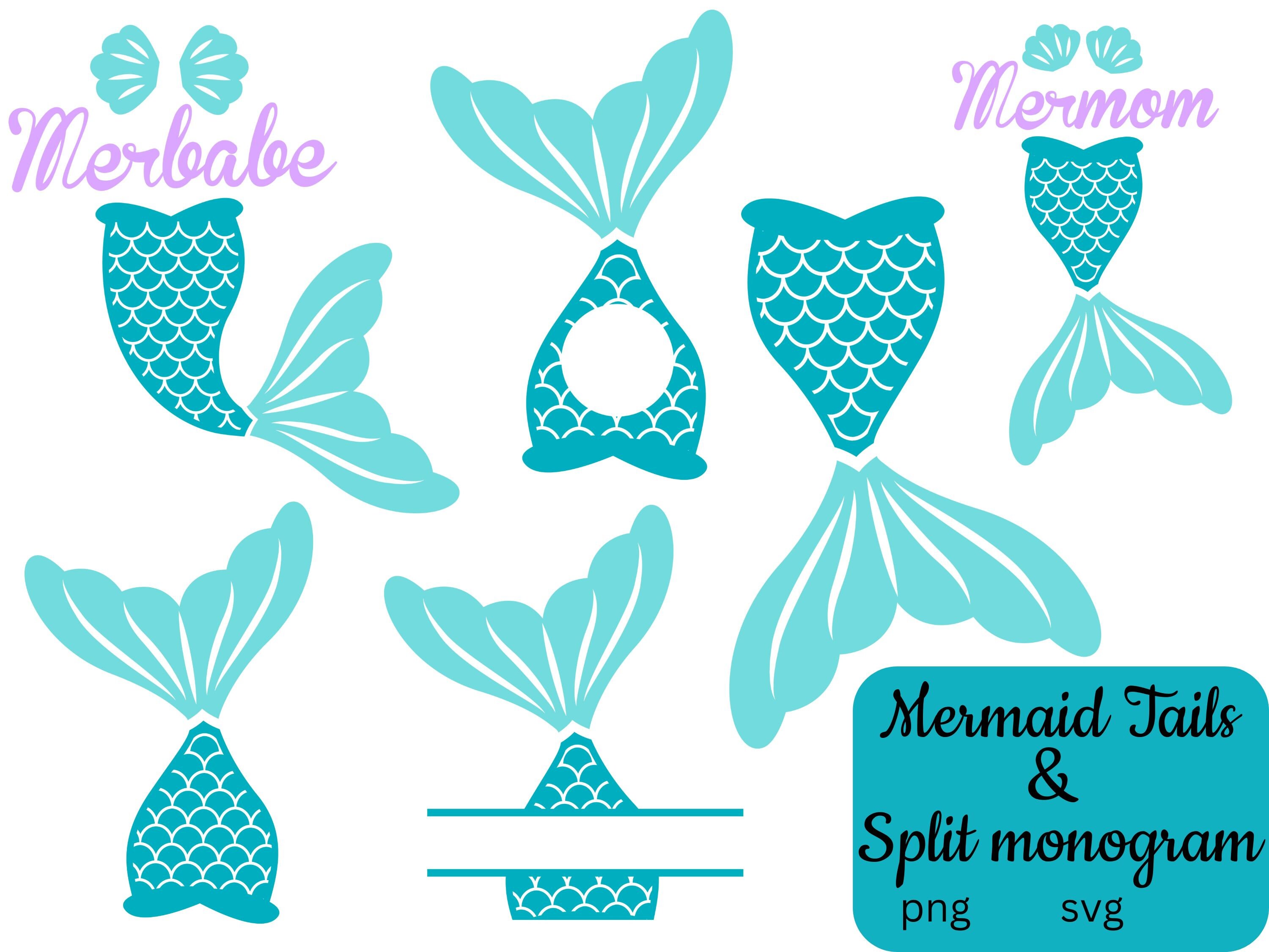 Mermaid Tail Split Monogram SVG, Mermaid Scales SVG, Mermaid Birthday ...