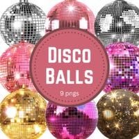 Silver Disco Ball Clipart, Mirror Ball, Retro Disco Ball, Rainbow Ball ...