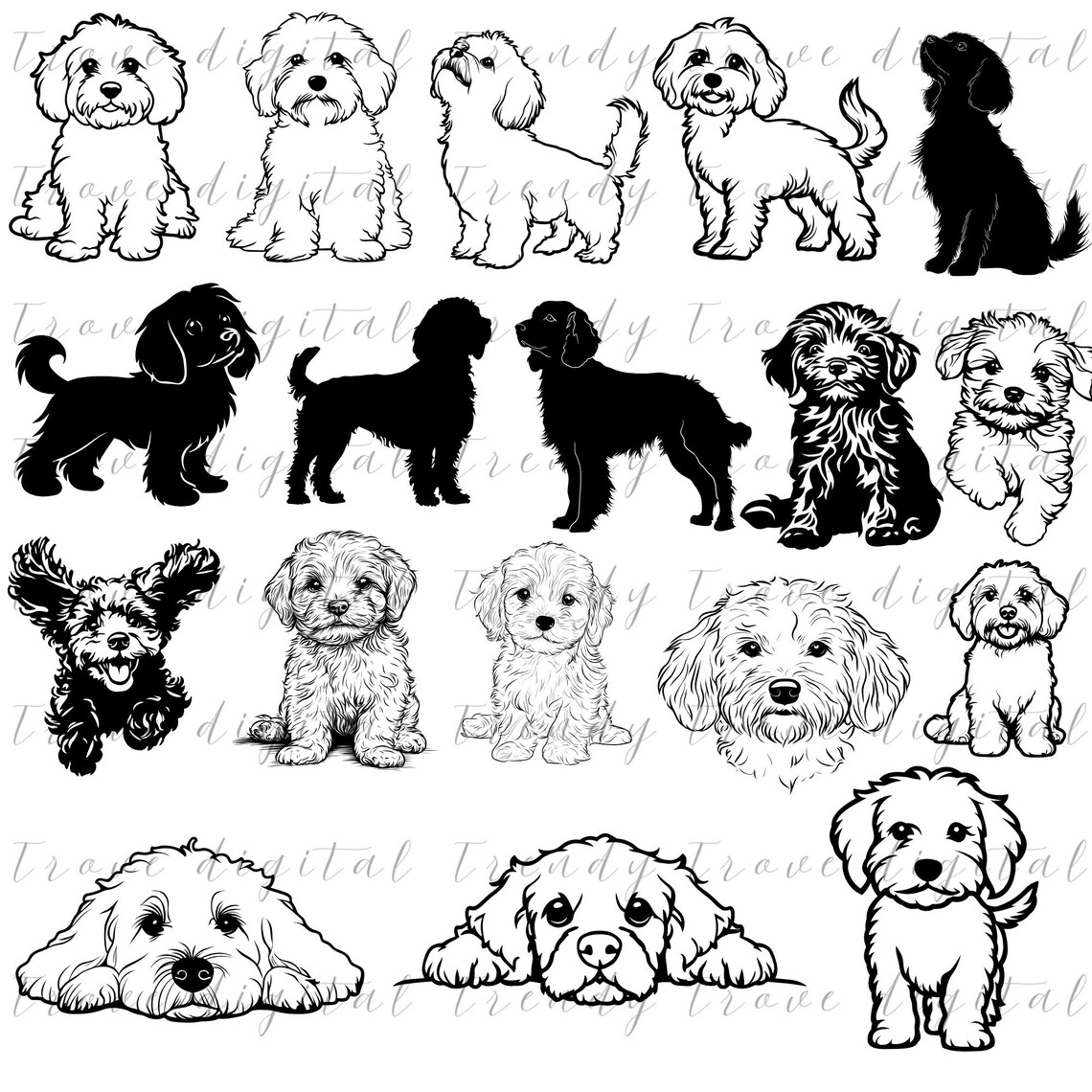 Cavapoo SVG Bundle, Dog Breed Clipart, Puppy Line Art (cricut ...