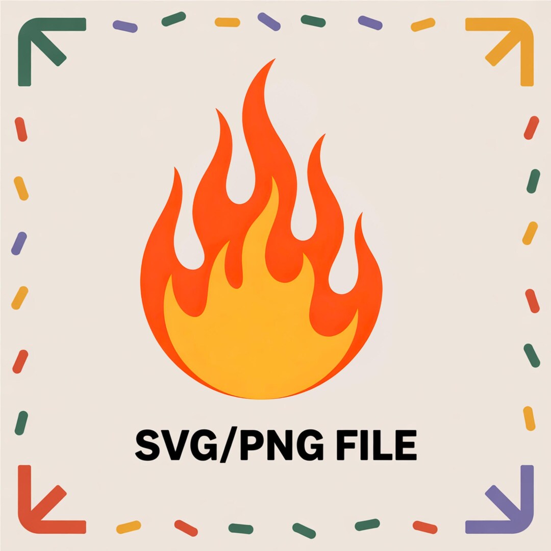 Flame SVG Cut File: Bold Fire Icon PNG for Cricut & Silhouette - Etsy