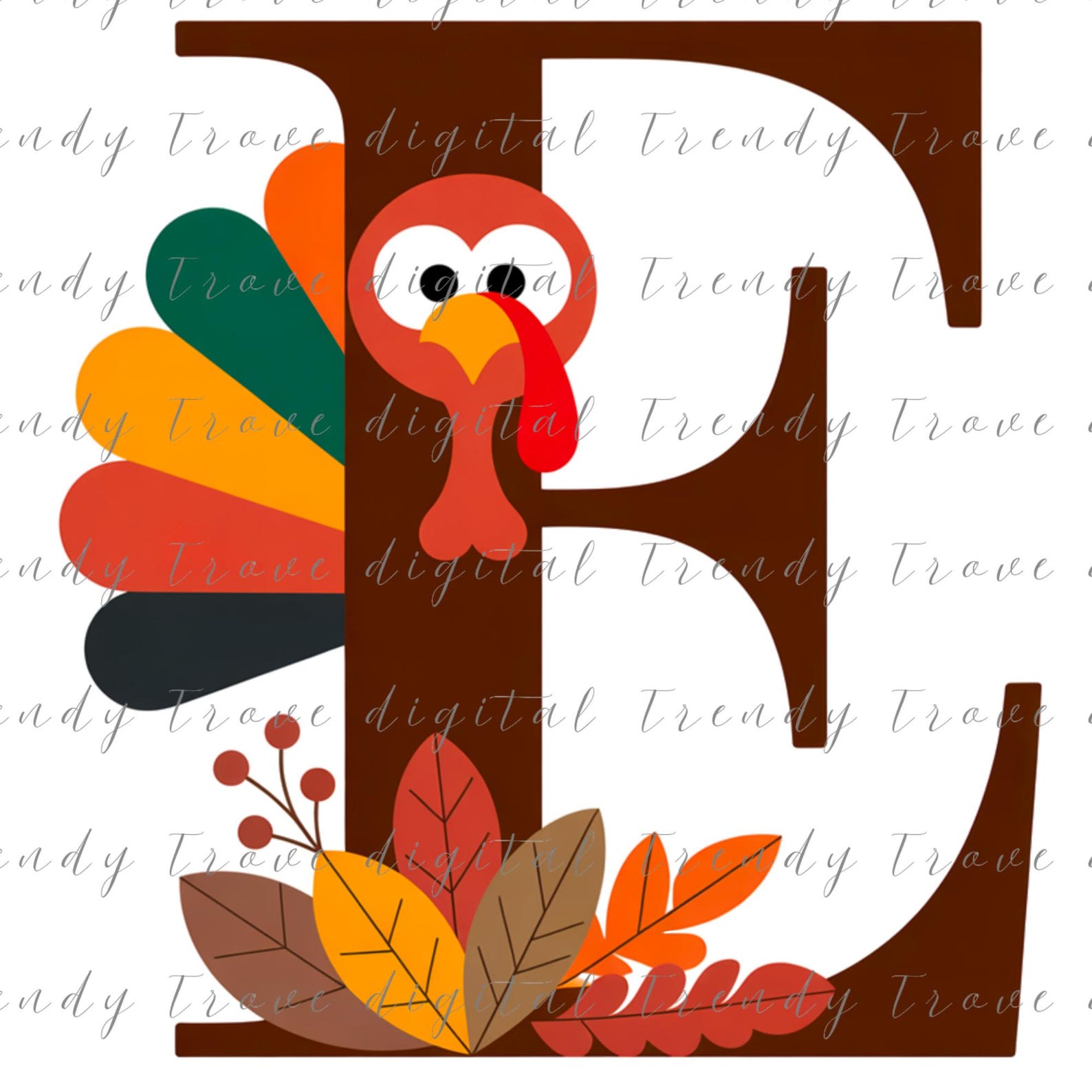 Turkey Alphabet PNG Bundle: Thanksgiving Classroom Letters A–Z for ...